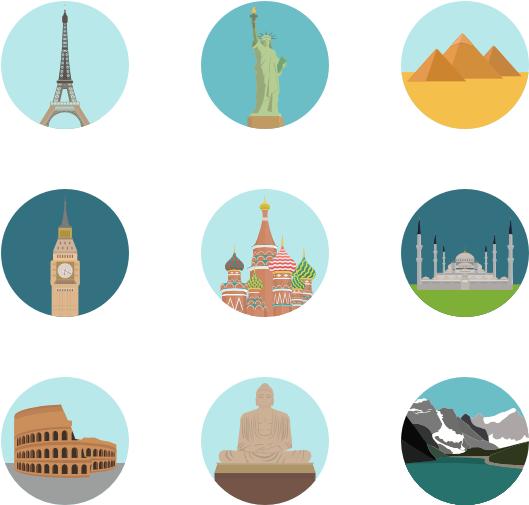 World Monuments 25 Icons - World Landmarks Icon (600x564), Png Download