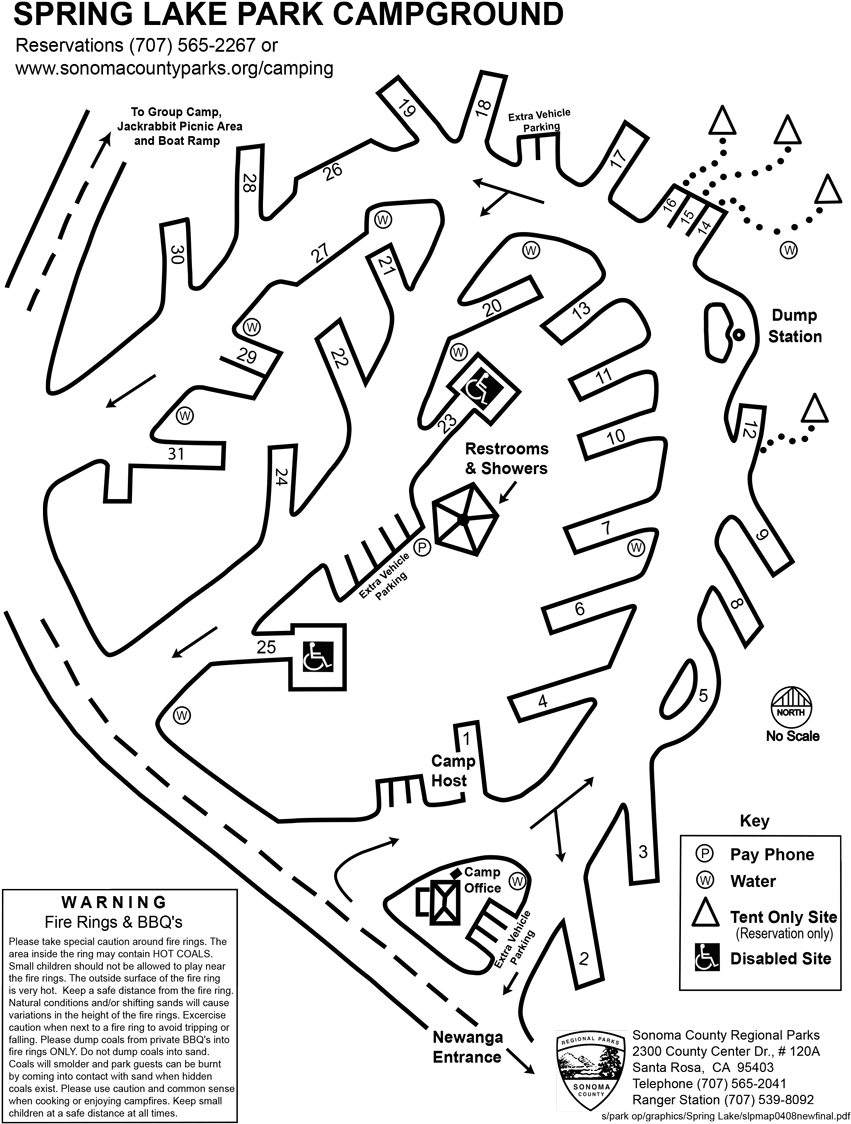 Spring Lake Regional Park Camping Map (895x1143), Png Download