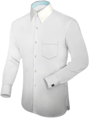 Mens White Button Down Collar Western Shirt With French - White Shirt ...