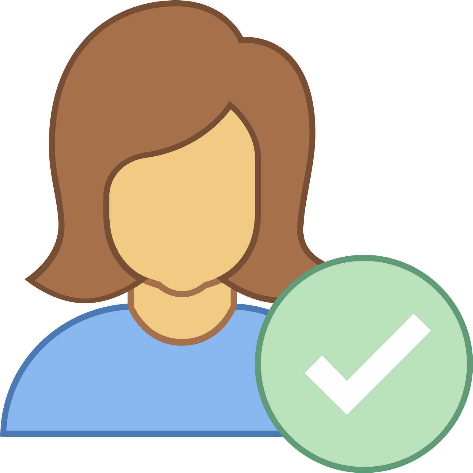 Download Checked User Female Icon - Female Cartoon Icon Png ...