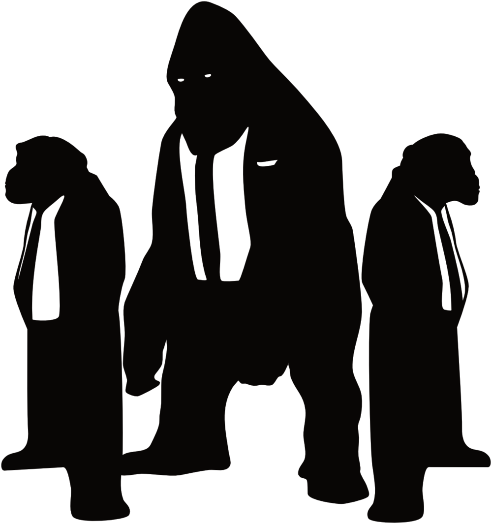 3apes White Outline - Primate (1000x1065), Png Download