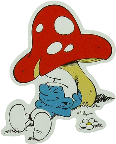 Smurf Sleep - Smurf Under Mushroom (500x500), Png Download