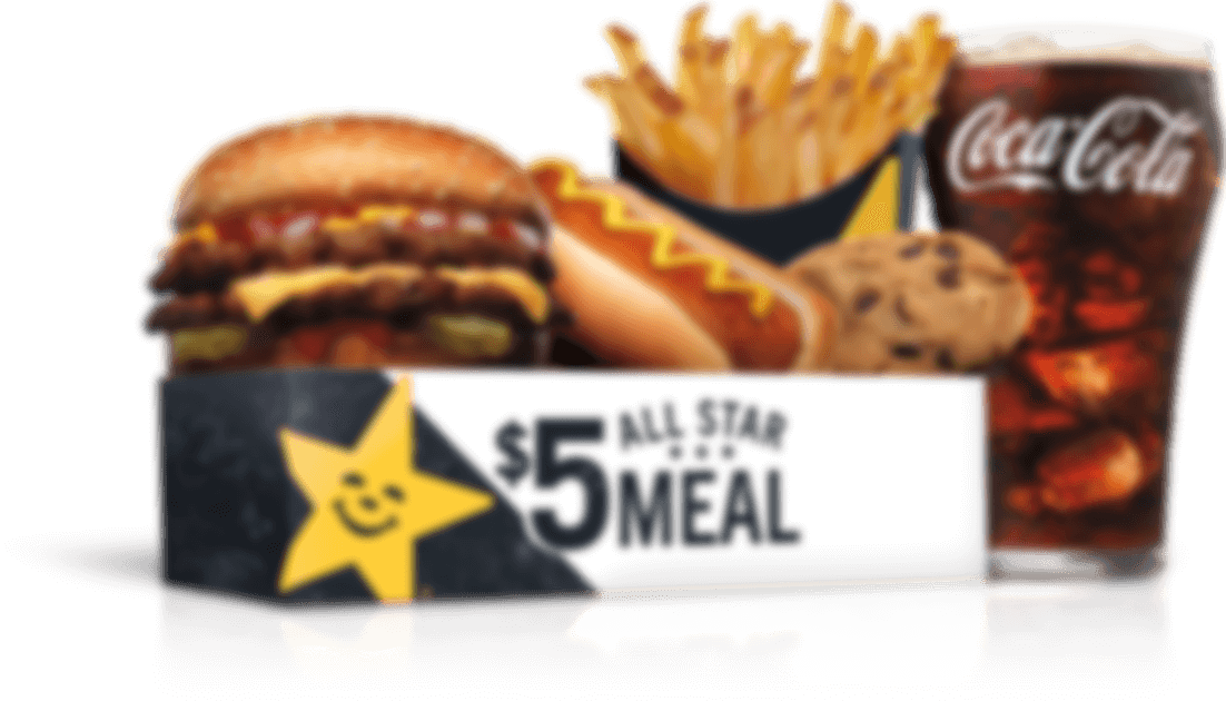 Tap To See The Meals - All Star Meal Carl's Jr (1102x630), Png Download
