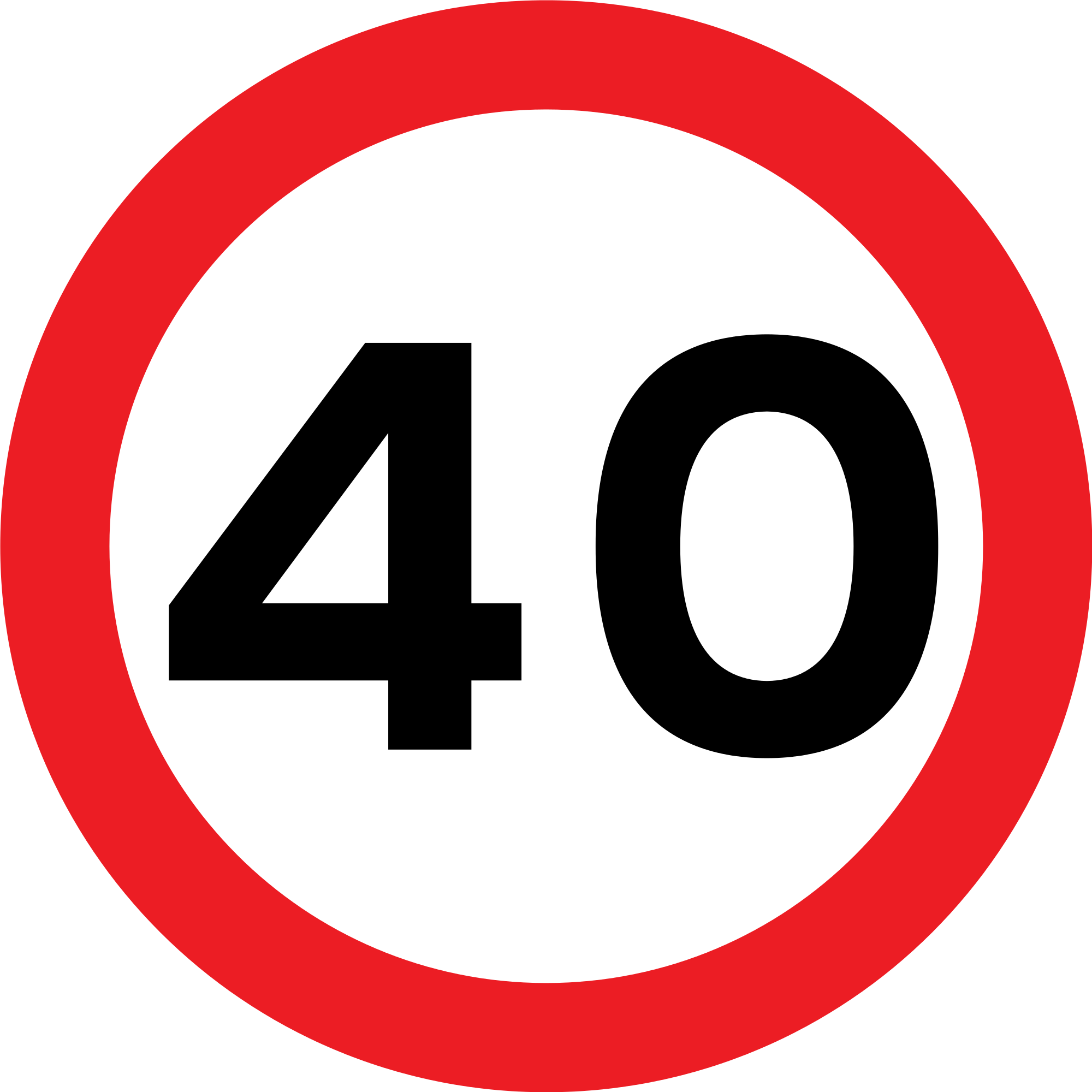 Open - 40 Traffic Sign (2000x2000), Png Download
