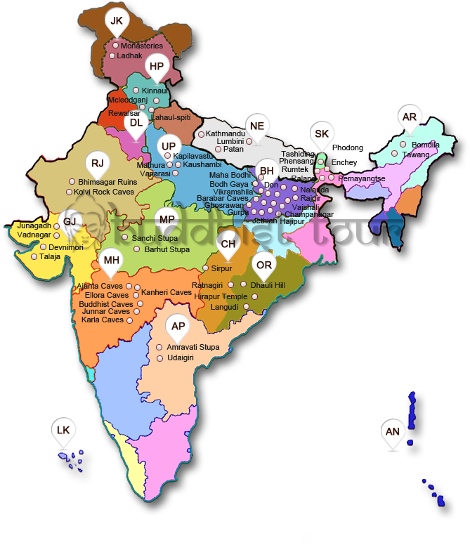Map - Buddhism In India Map (669x776), Png Download