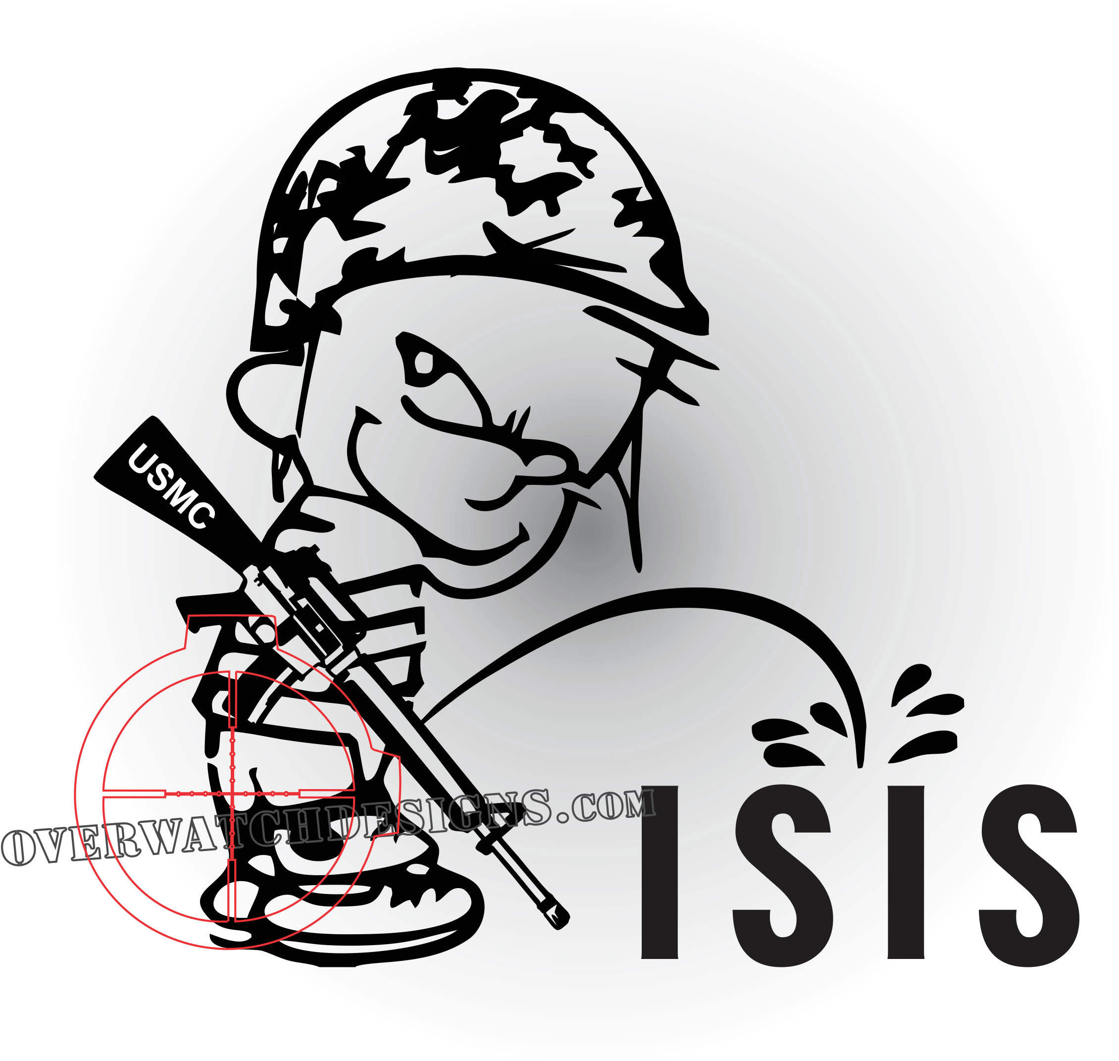 Cartoon Warfighter Isis Overwatch - Calvin Peeing (2401x2393), Png Download