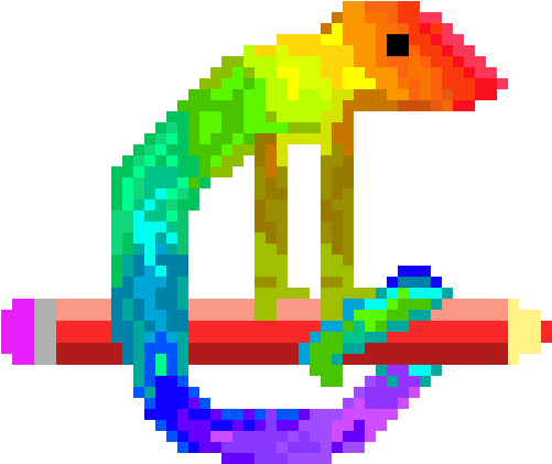 Chameleon On Pencil - Pixel Art (690x580), Png Download