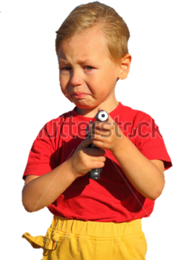 1 - Crying Holding A Gun (355x536), Png Download