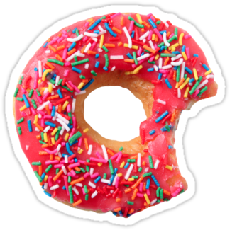 "donut" Stickers By Guts N' Gore - Donut With A Bite (375x360), Png ...