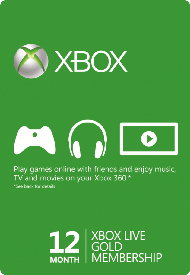 Xbox Live Gold 12 Month - Xbox Live Card Png (933x933), Png Download