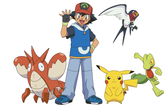 Pikachu - Corphish - Taillow - Treecko - Ash Con Jirachi Pikachu ...