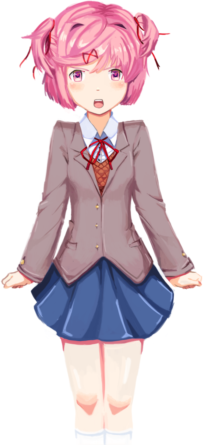 An Angry Natsuki - Doki Doki Literature Club! (1252x1624), Png Download