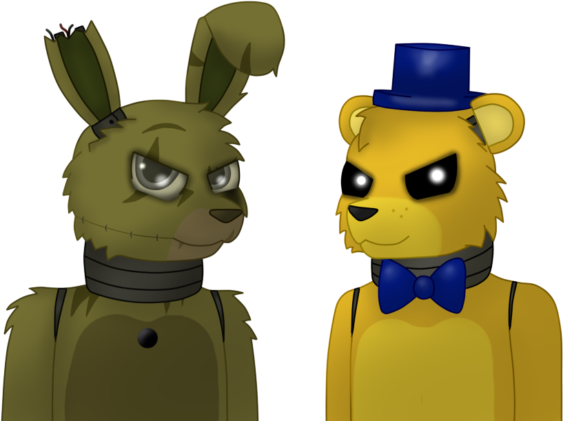 Just Gold - Fnaf Golden Freddy And Springtrap Gif (835x620), Png Download