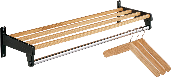 Steel Wall Mounted Coat Rack With Wood Shelf Slats - Magnuson Group ...