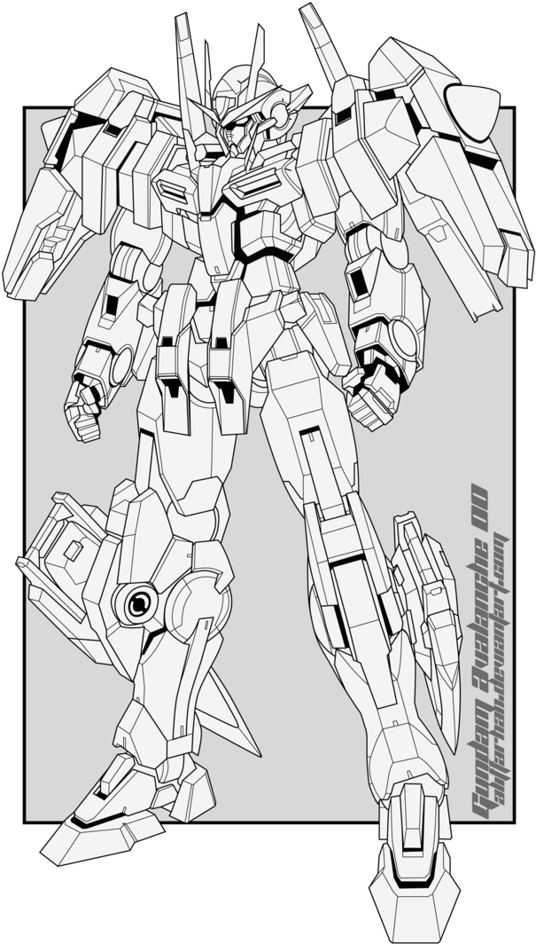 Gundam Line Art By - 00 Gundam Line Art (746x1072), Png Download