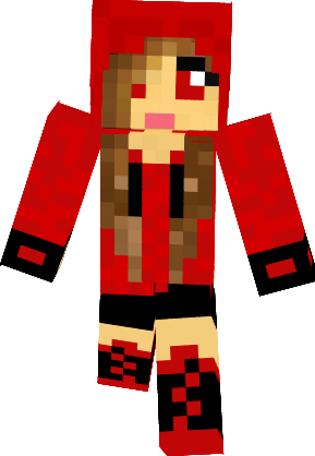 Minecraft Red Hoodie Girl Skin (289x418), Png Download