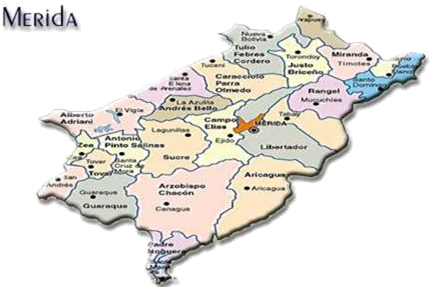 Mapa Del Estado Merida (474x304), Png Download