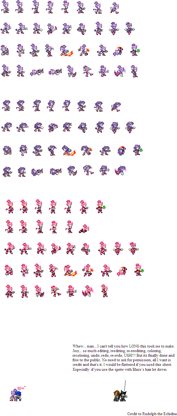 Blaze The Cat Sprites By Rudolphtheehcidna - Blaze The Cat Sprite Sheet ...