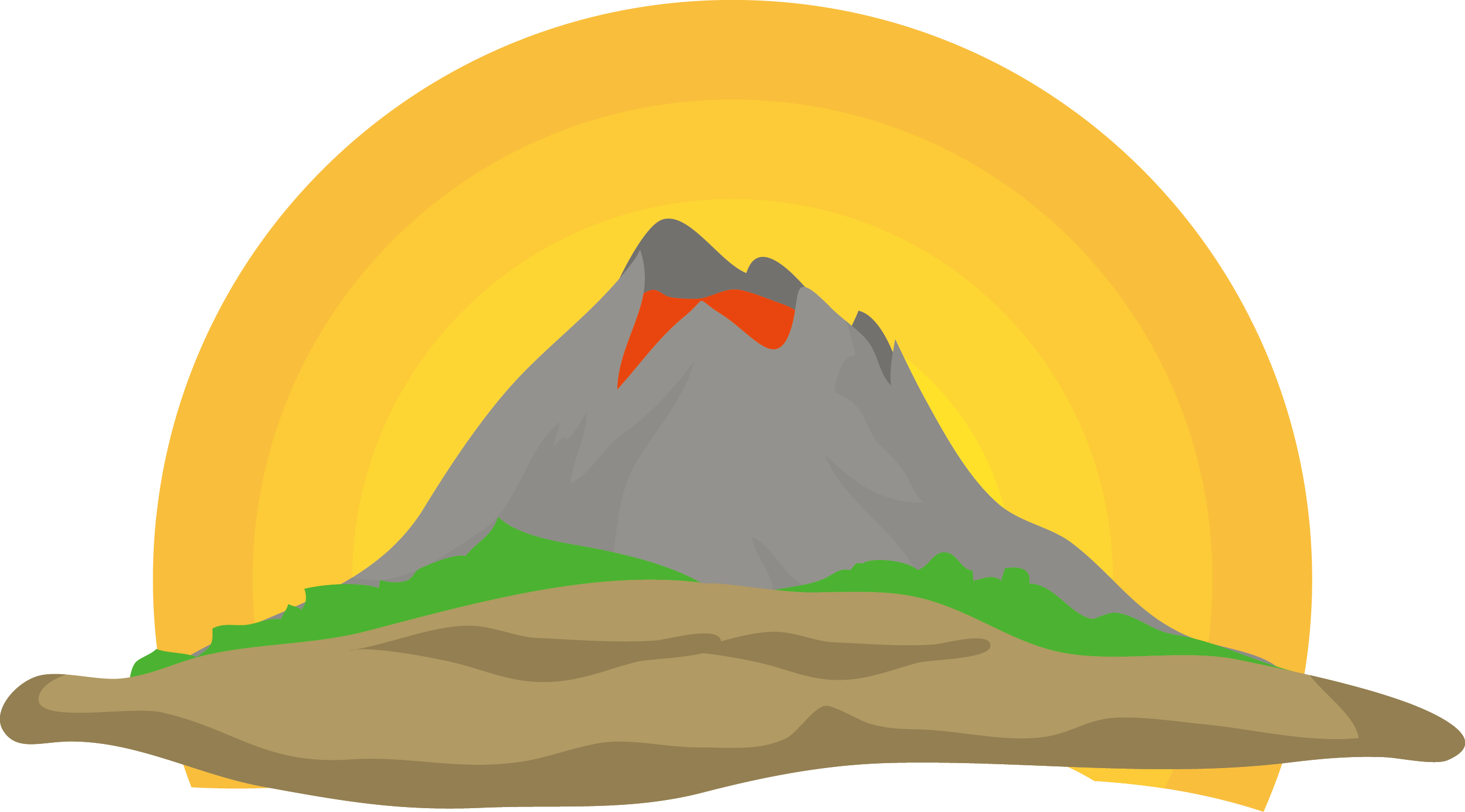 Volcano Clipart Rock - Volcano Drawing (2667x1479), Png Download