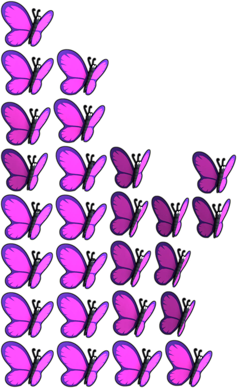 White Butterfly Sprite Sheet (965x1581), Png Download