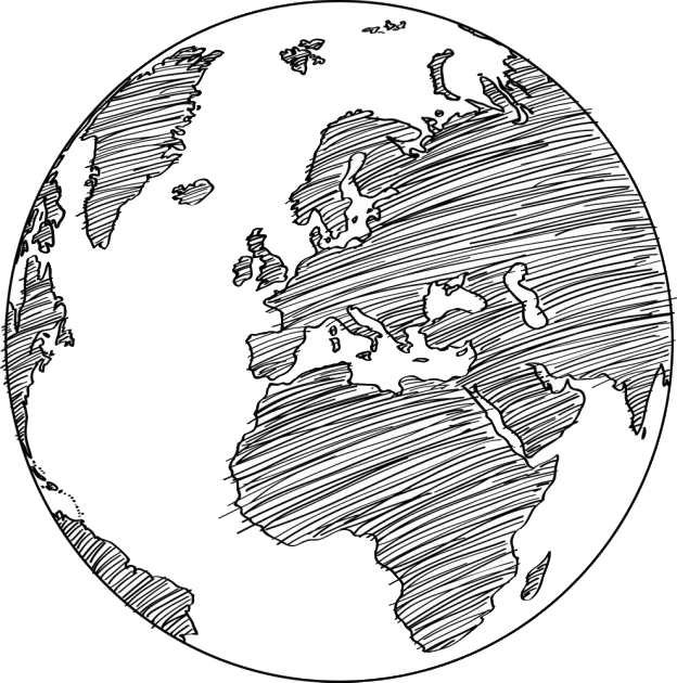 Earth Globe Drawing Sketch - Earth Sketch (624x630), Png Download