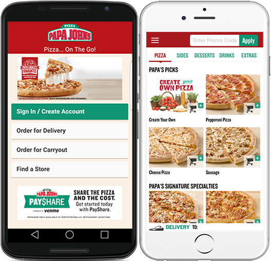 Papa Johns Mobile App - Papa Johns En App (550x508), Png Download