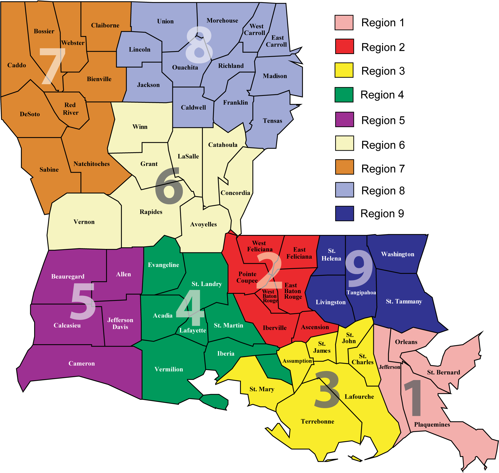 Ldh Administrative Regions Map - Louisiana School Parish Map (1980x1836 ...