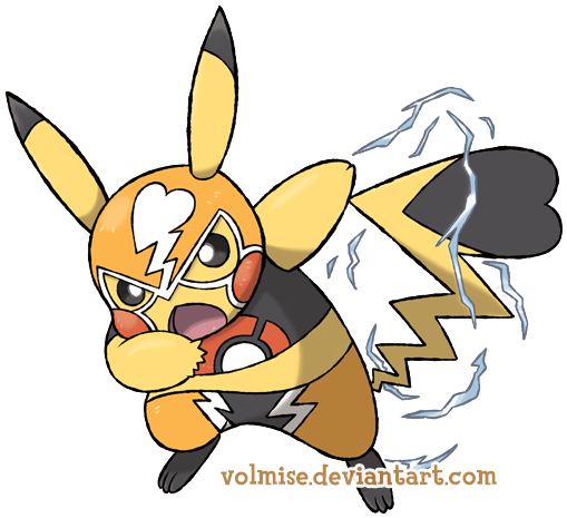 Pikachu Libre By Volmise On Deviantart - Pikachu Libre (520x476), Png ...