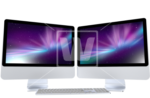 Two Computers - Display Devices In Computer (550x366), Png Download