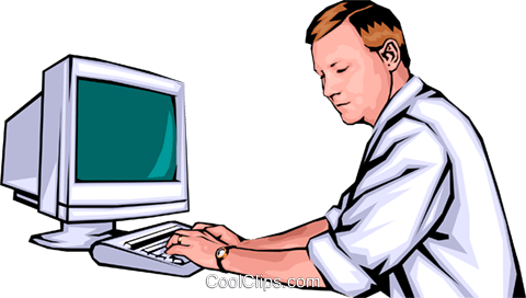 Man With Computers Royalty Free Vector Clip Art Illustration - Homem Em ...