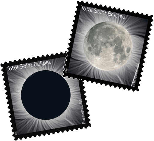Cool New Stamp Showing Total Eclipse Of The Sun - Usps 2017 Eclipse Stamp (513x469), Png Download