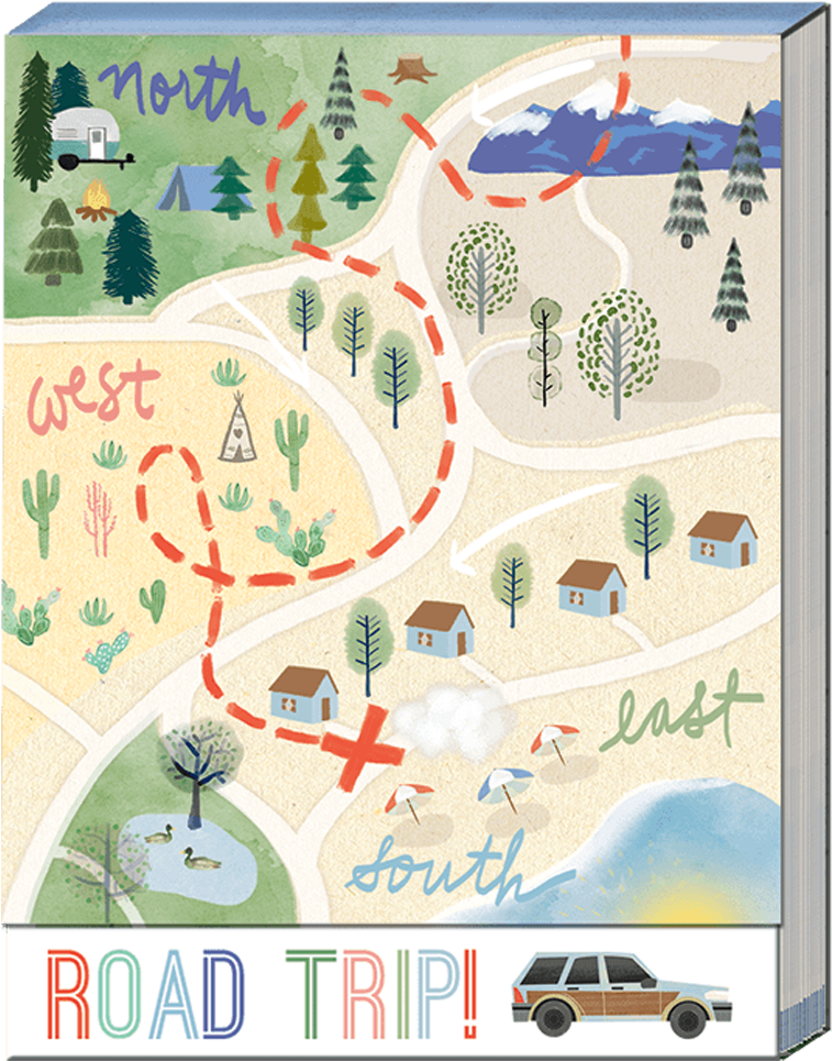 Road Trip Map Pocket Note Pad - Road (1200x1200), Png Download