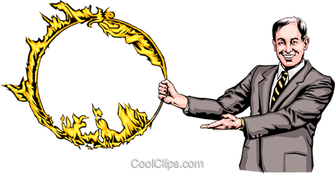 Man Holding A Hoop Of Fire Royalty Free Vector Clip - Jumping Through ...