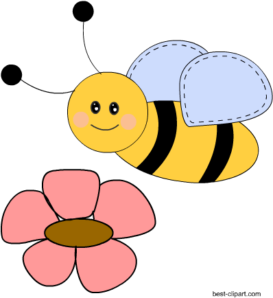 Free Bee And Flowers Clip Art - Clip Art (450x450), Png Download