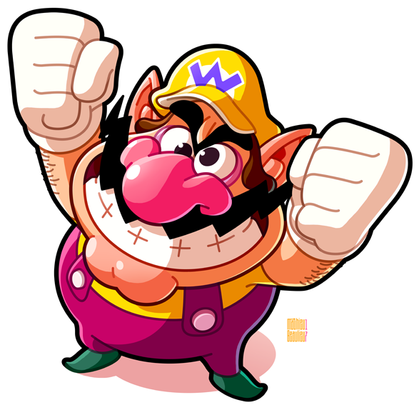 Wario Evil Purple Yellow Cartoon Design Fanart Character - Drawing ...