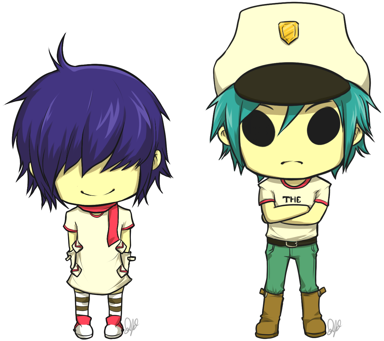 Full Size - Gorillaz 2d Chibi (1314x1197), Png Download