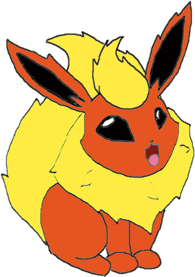 Flareon Vector Png - Flareon Sitting (859x929), Png Download