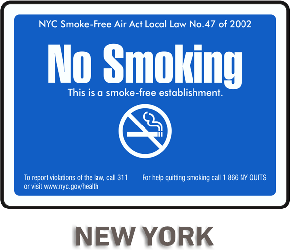 New York City No Smoking Sign - No Smoking Or Electronic Cigarette Use ...