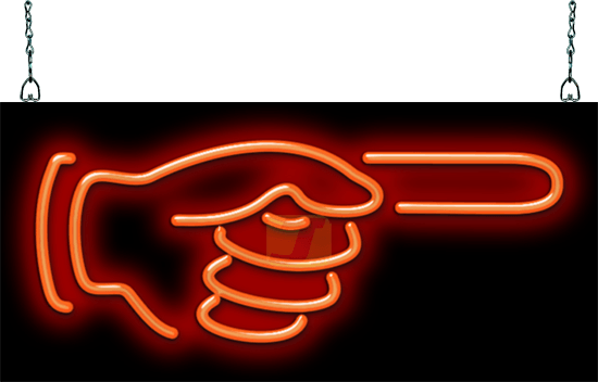 Right Pointing Hand Neon Sign - Books Neon Sign (550x352), Png Download