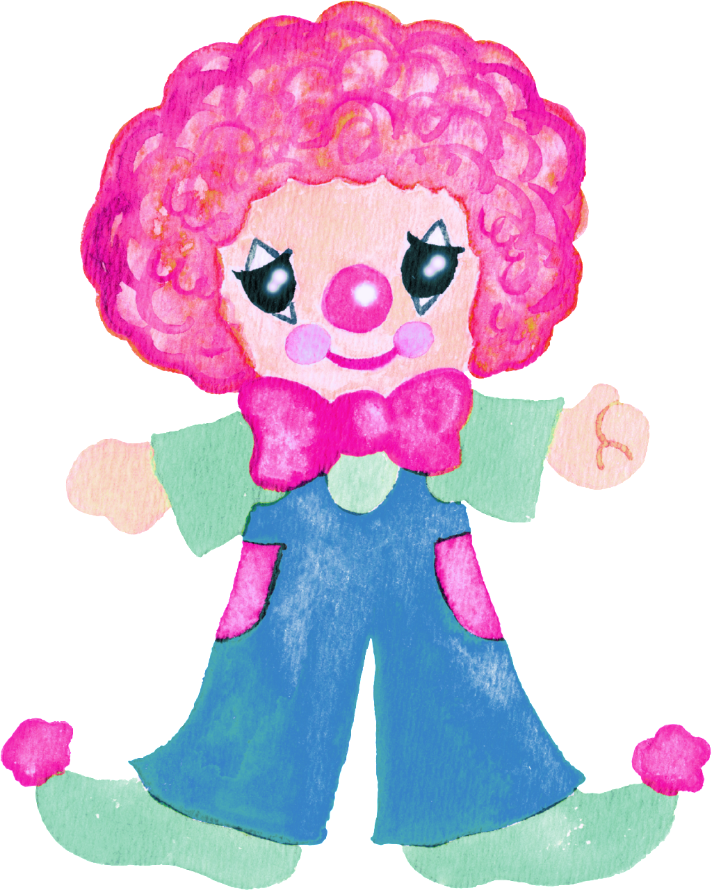 Hand Painted Rose Red Hair Clown Png Transparent - Clown (1024x1281 ...