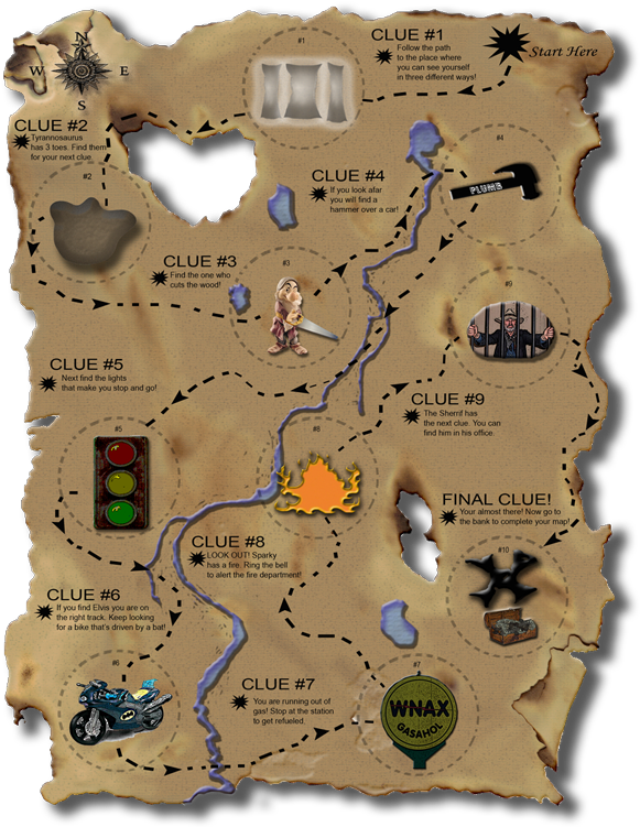 Kid's Treasure Hunt Map - Map For Treasure Hunt (800x750), Png Download