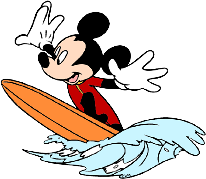 Disney Mickey Mouse Clip Art Image - Mickey Mouse Surfing (413x359 ...