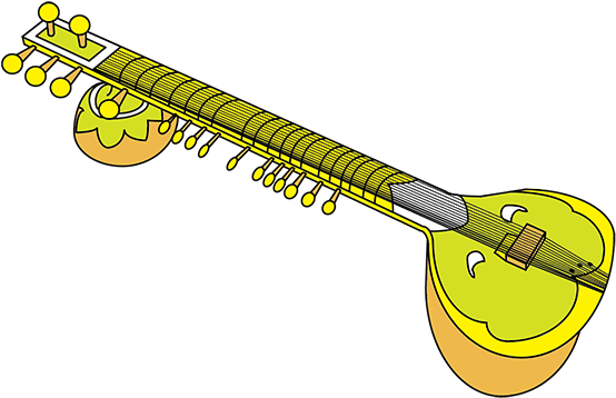 Sitar Instrument Drawing