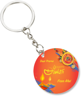 Designer Happy Diwali Round Key Chain - Diwali (284x426), Png Download