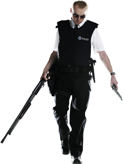 Nicholas Angel - Hot Fuzz Poster Simon Pegg (443x605), Png Download