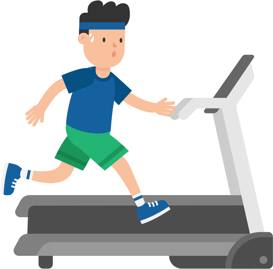 Open - Running On Treadmill Cartoon Png (2000x1125), Png Download