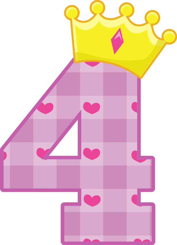 Princesas E Príncipes - Number 4 Birthday Png (616x854), Png Download