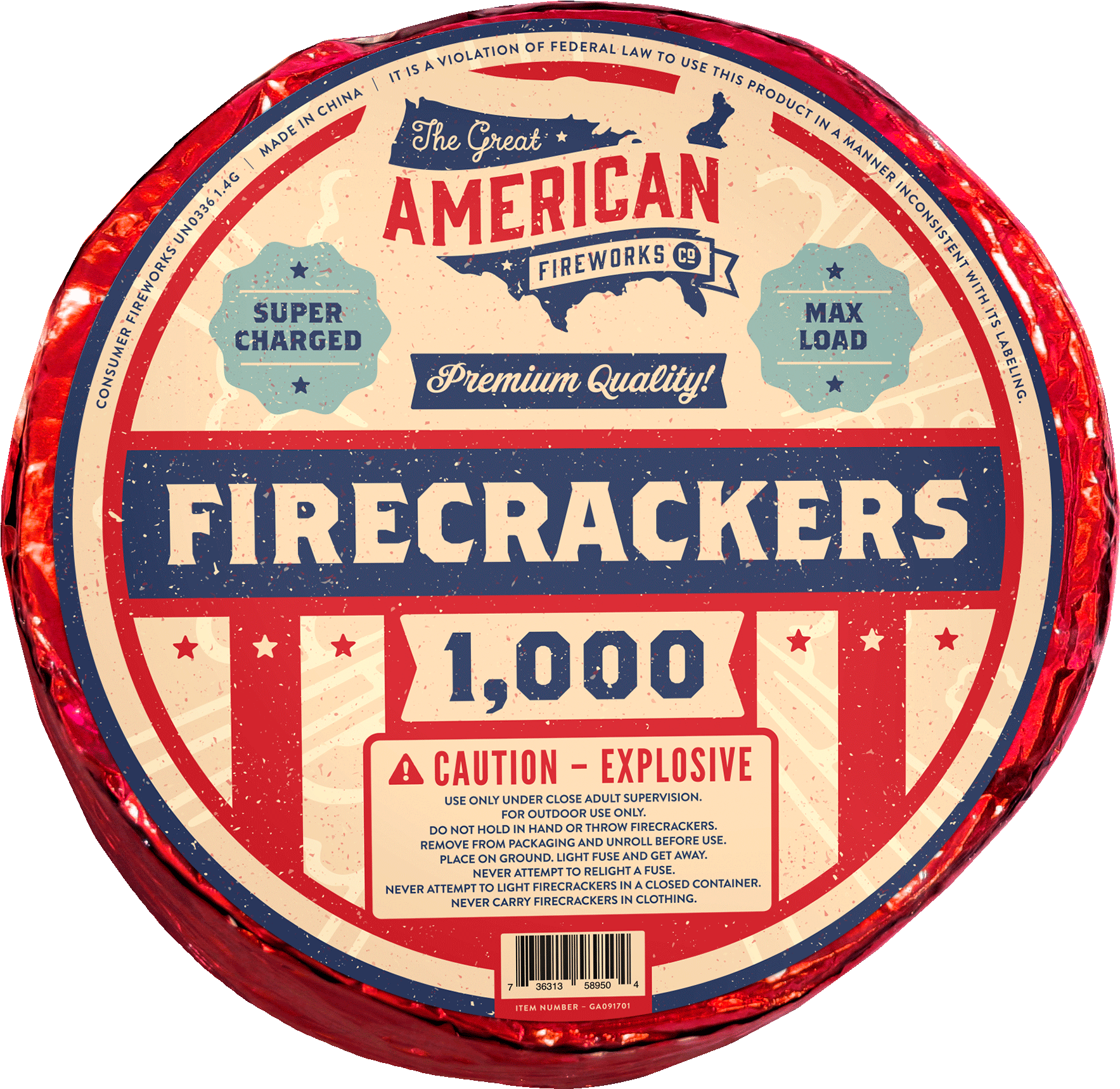 Firecrackers 1,000 Roll - Firecracker (1822x1822), Png Download