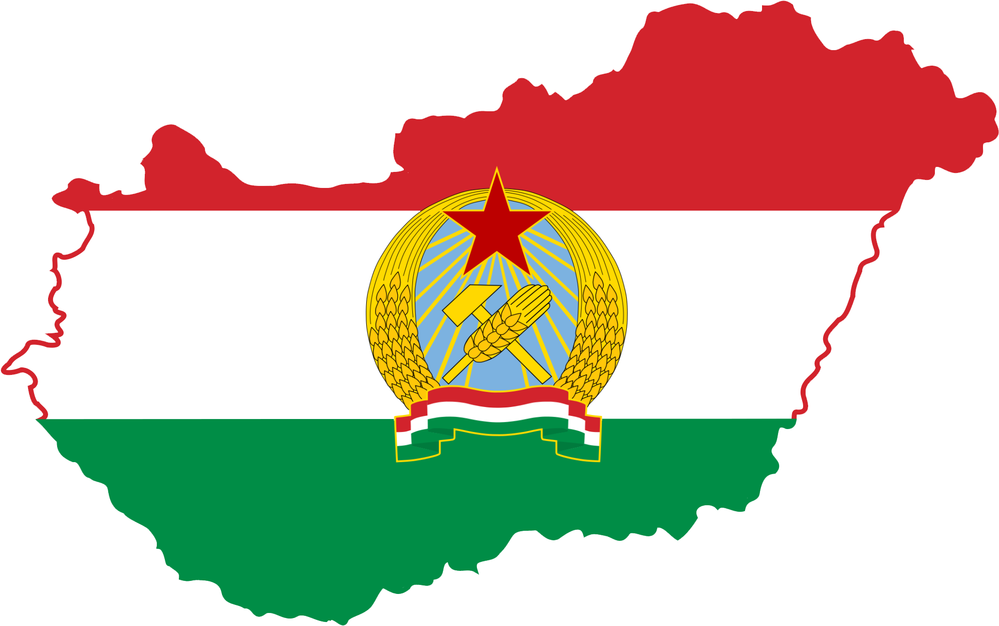 Flag-map Of People's Republic Of Hungary - Hungary Map Png (2000x1254 ...