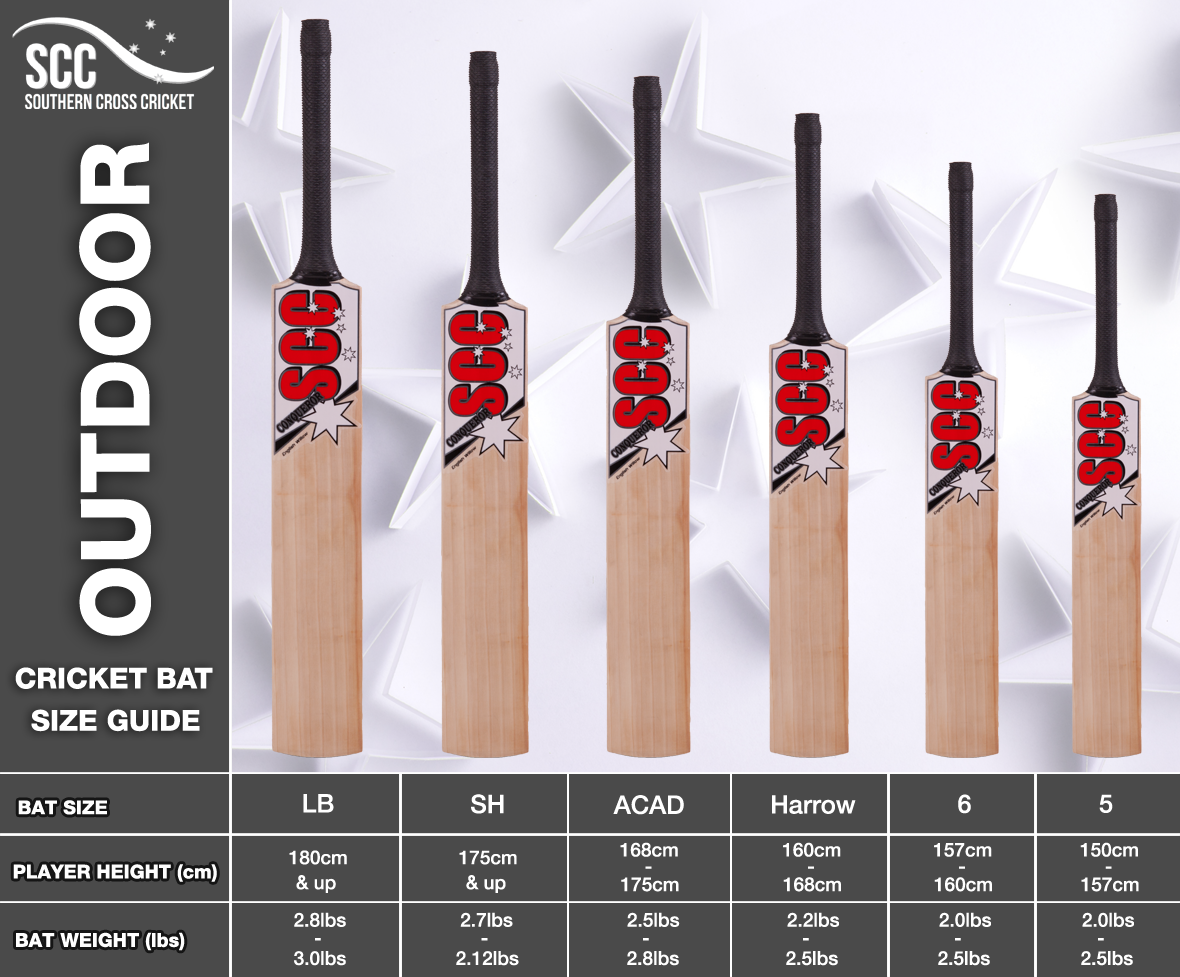 Outdoor Cricket Bat Size Guide (1180x977), Png Download